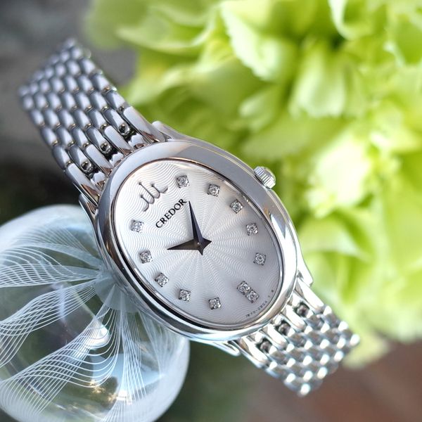 Credor Signo SS GSTE931 IE70-0BD0 White shell diamond index bracelet ...