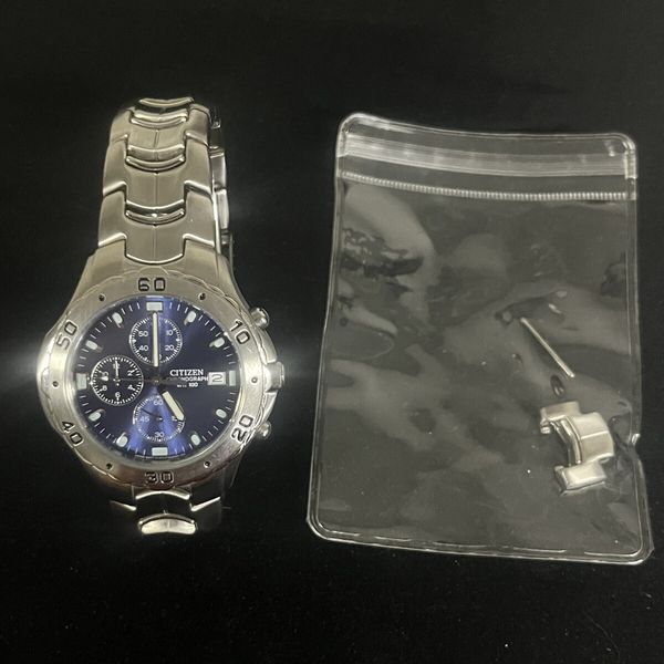 Citizen WR 100 Menâ s 2000s Chronograph Watch, Stainless With Blue Dial ...