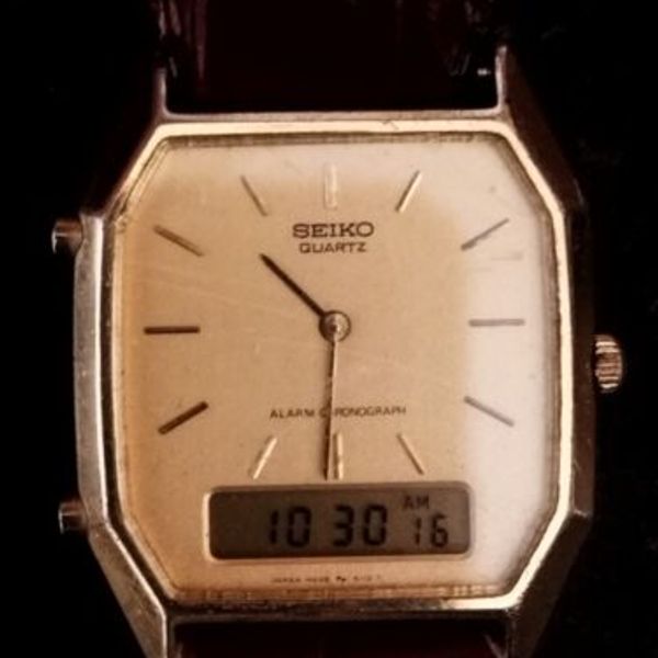 Vintage Mens Gents Gold Plated Seiko H448-5060 Quartz Super Slim Dress ...