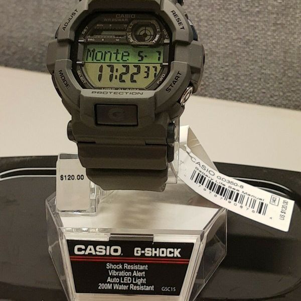 CASIO G-Shock GREY Vibration Alarm 200M Men's Watch - GD350 MSRP: $120 ...