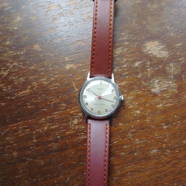 VTG Timex Red Hand Mens Boys Mechanical Watch ( Working) 30mm Water ...