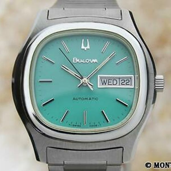 Bulova N9 1970s Vintage Auto Men's Swiss Made Stainless Steel 37mm ...