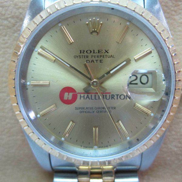 ROLEX DATE 15223 TWO-TONE~HALLIBURTON AWARD~18K/SS~YEAR 1995~BOX/ PAPER ...