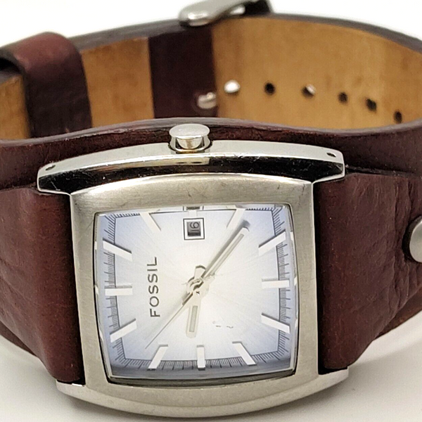 Mens Fossil Tank Wide Band Biker Goth Punk Rocker Analog Dress Watch ...