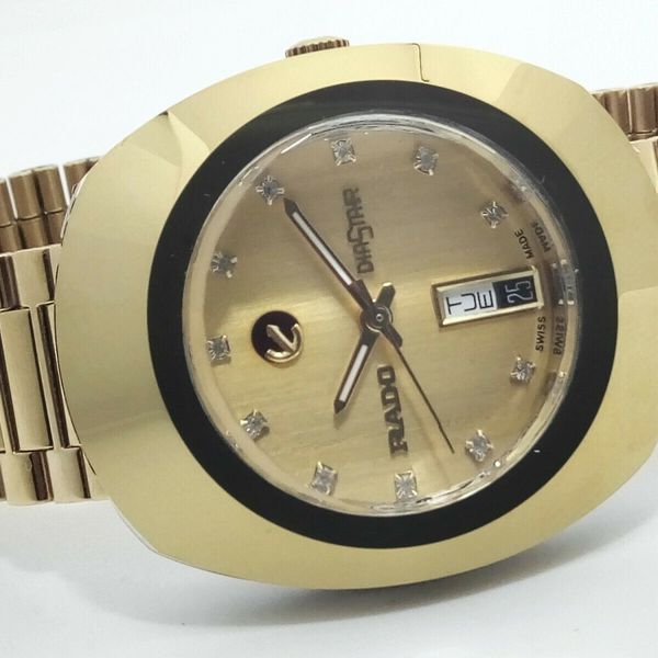 Vintage Rado Diastar automatic gold plated wristwatch gold white stone ...