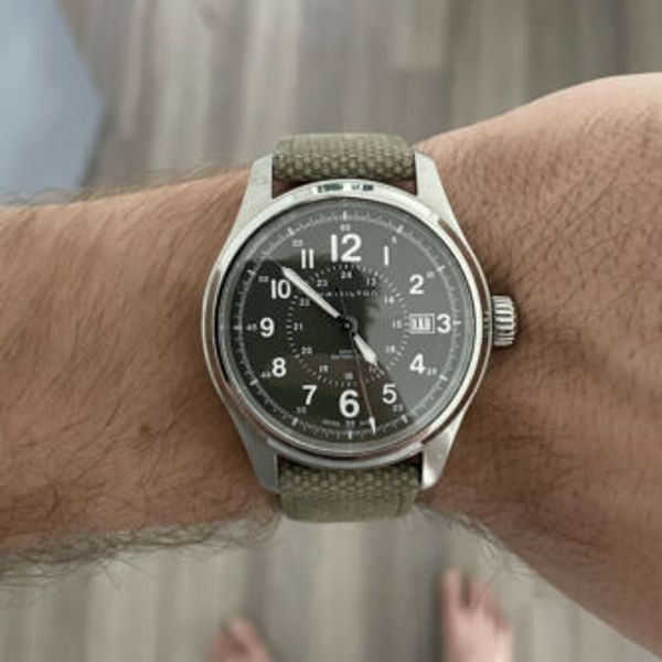 Hamilton Khaki Field Green Men's Watch with Nylon Band - H70595963 ...