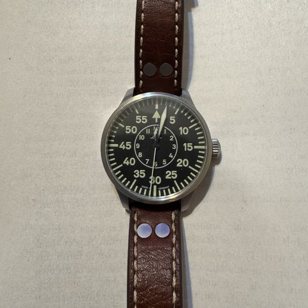 Laco Pilot Watch 39mm Black On Leather | WatchCharts Marketplace