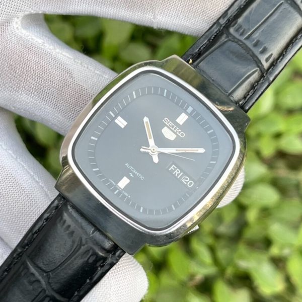 Vintage Seiko 5 Automatic Square Shape Charcoal Dial Japan Menâ s Watch ...