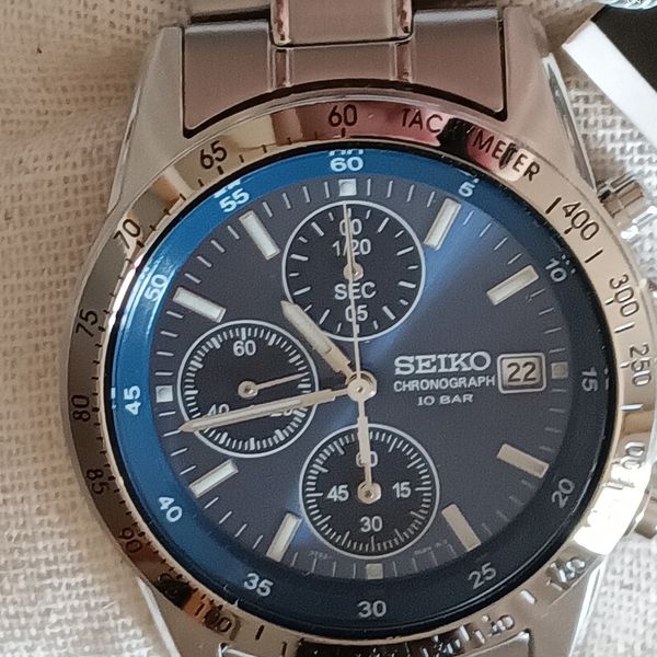SEIKO SPIRIT SBTQ071 Blue Silver Chronograph Men's Watch in Box New ...