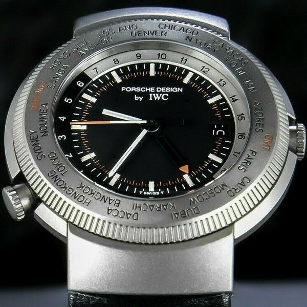 IWC Porsche Design Quartz Titanium World Timer Alarm Extremely Rare ...