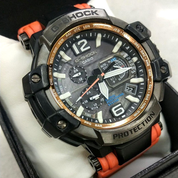 Casio G-shock GPW-1000 Radio Solar Men Wrist Watch Black Orange Color | WatchCharts Marketplace