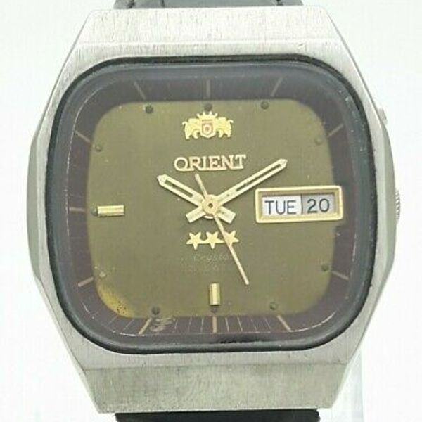 Vintage Orient Crystal 3 Star Automatic 21J 46941 Day Date Japan Men ...