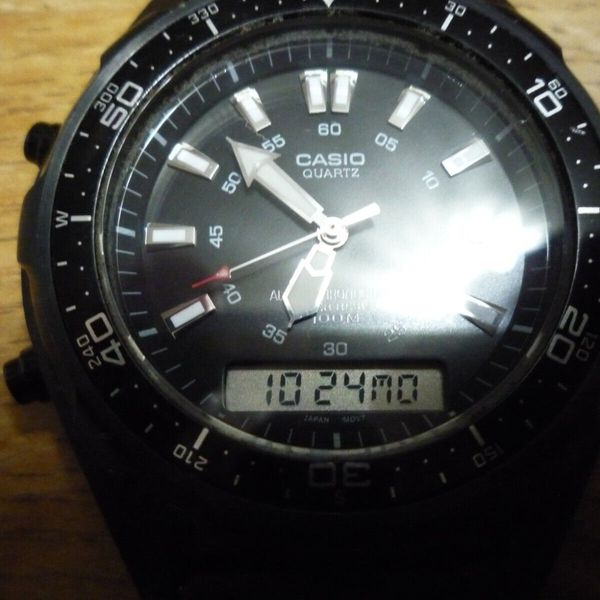 **MINT**CASIO BLACKOUT DIVER ANALOG DIGITAL ALARM AMW-320R WATCH #4000 ...
