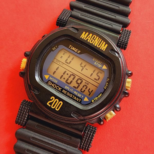 Timex Magnum 200 Offset Drivers Dial Watch Rare Original Band Black ...