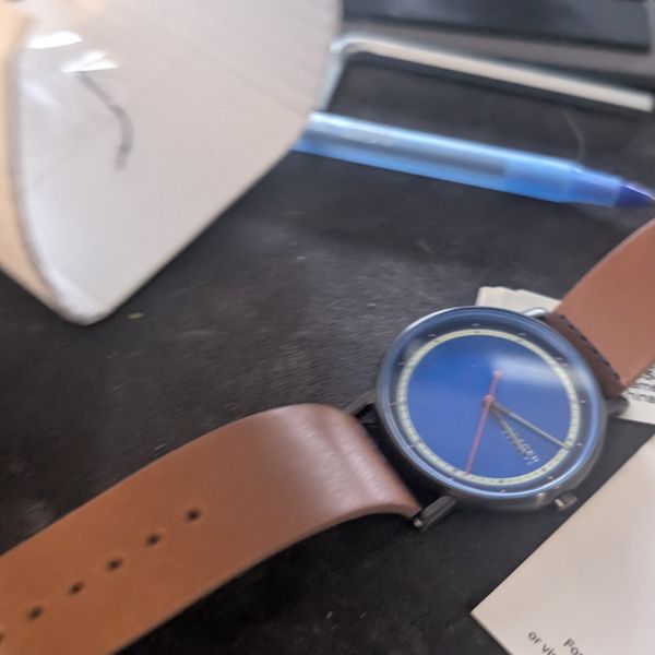 Skagen SKW6900 Signature Glow Blue Dial Brown Leather Quartz Watch Box ...