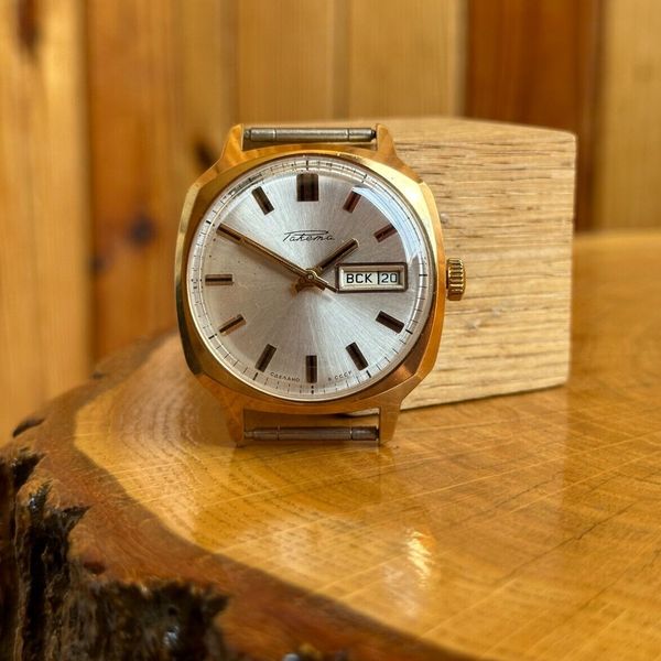 Vintage Wristwatch RAKETA Automatic Gold Plated case USSR men's ...