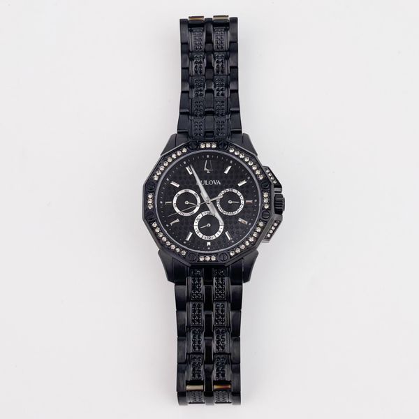 Bulova 98C134 Octava Black Crystal Bracelet Chronograph Men's Watch 41 ...