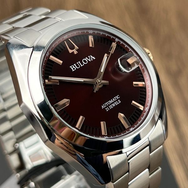 Bulova Surveyor Automatic 39mm Red Dial Stainless Steel Men's Watch ...