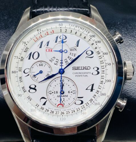 Seiko White Men's Watch - SPC131P1 Neo Classic Alarm Perpetual ...