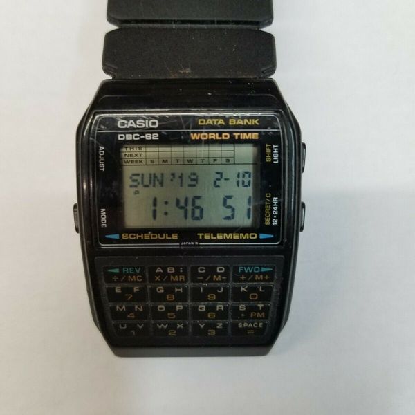Casio DBC-62 TELEMEMO-50, CALCULATOR, WORLD TIME Vintage WRISTWATCH ...