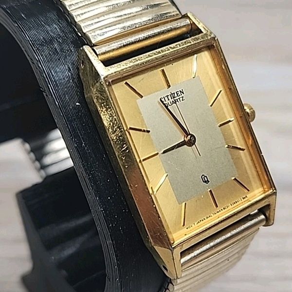 Vintage Mens Citizen Tank Gold Tone Quartz Watch, Works! | WatchCharts ...