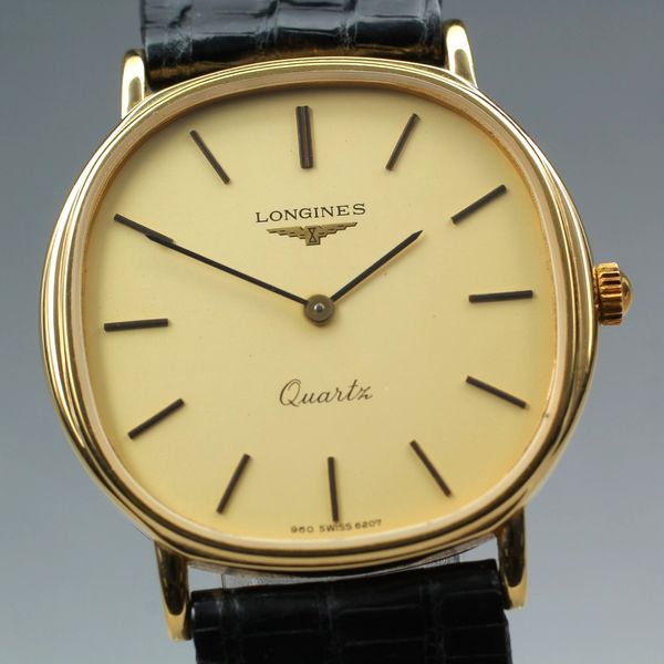 Vintage [Near MINT] LONGINES 960 6207 Gold Oval Quartz Men's Watch From ...