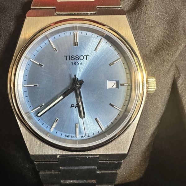 Tissot PRX Silver Men's Watch Light Blue Dial Quartz | WatchCharts ...