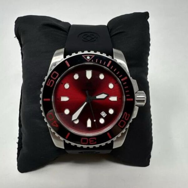 RARE Deep Blue SEA RAM 500 QUARTZ DIVE WATCH-RED DIAL- WHITE HANDS NEW ...