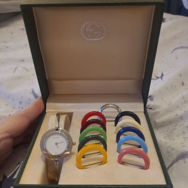 Ladies Gucci Changeable Bezel Bangle Watch Genuine Vintage ...