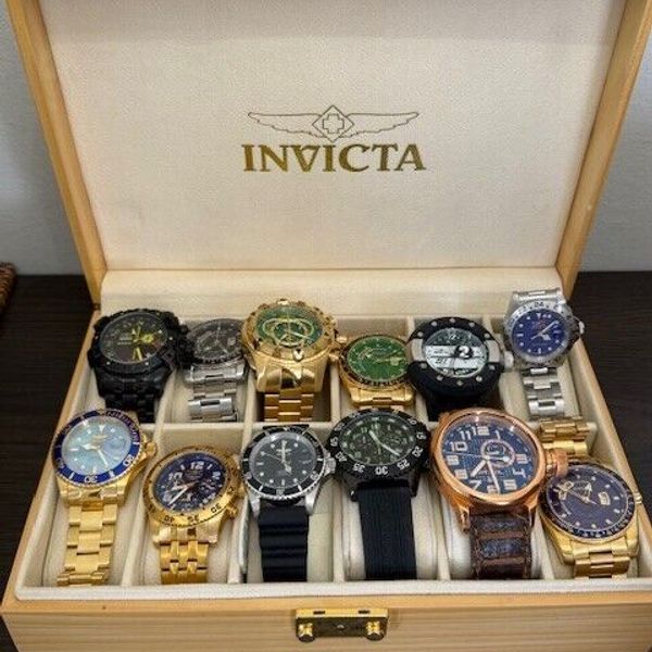 LOT OF 12 INVICTA WATCHES SUPER NICE SELECTION COMES W DISPLAY BOX CASE ...