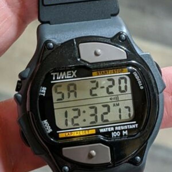 Vintage Timex Stealth Digital 100M Water Resistant Indiglo Black & Grey ...