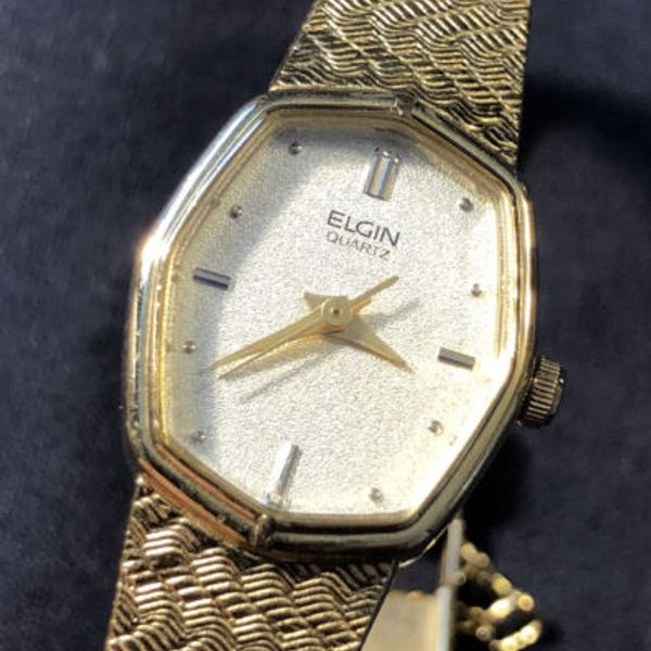 Vintage Elgin Ladies Watch Japan Quartz Gold Toned Wristwatch New ...