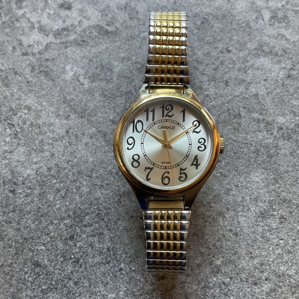 Carriage by Timex Womens Watch Two Tone Case and Band W/White Dial A2 ...