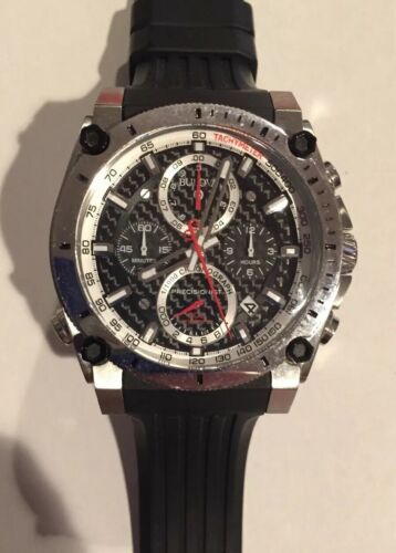 Bulova 98B172 Men's Precisionist Chronograph Black Dial Rubber Band ...