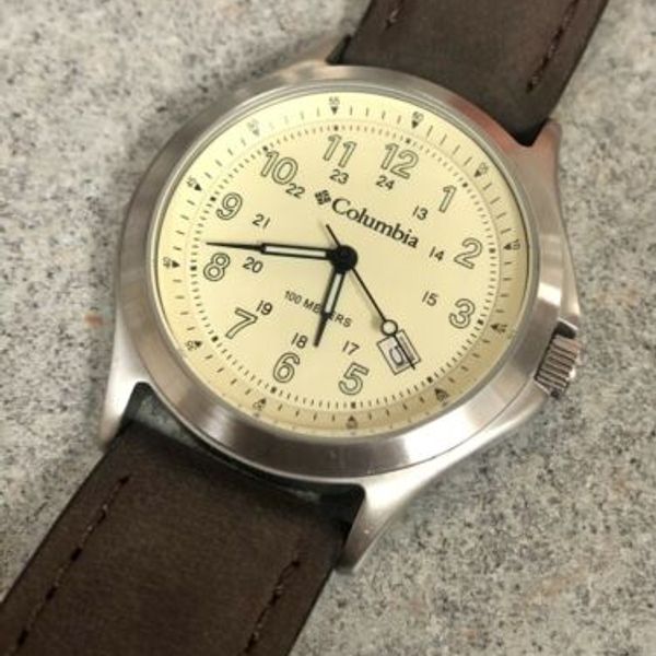 COLUMBIA SPORTSWEAR COMPANY WRIST WATCH 50M/165FT WR CL-7010 BROWN BAND ...