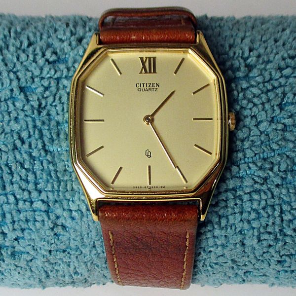 Men's Vintage Citizen Quartz Watch 1985 - Octagonal Face Gold Tone ...