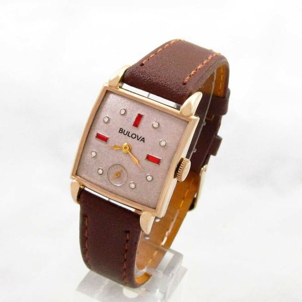Stunning 1943 BULOVA "Diamond & Ruby Dial" Men's Swiss Vintage Watch ...