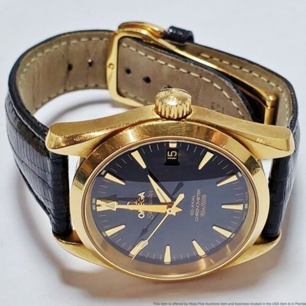 Mens Omega Seamaster Aqua Terra 18k Gold Cal 2500 w/ Solid Gold ...