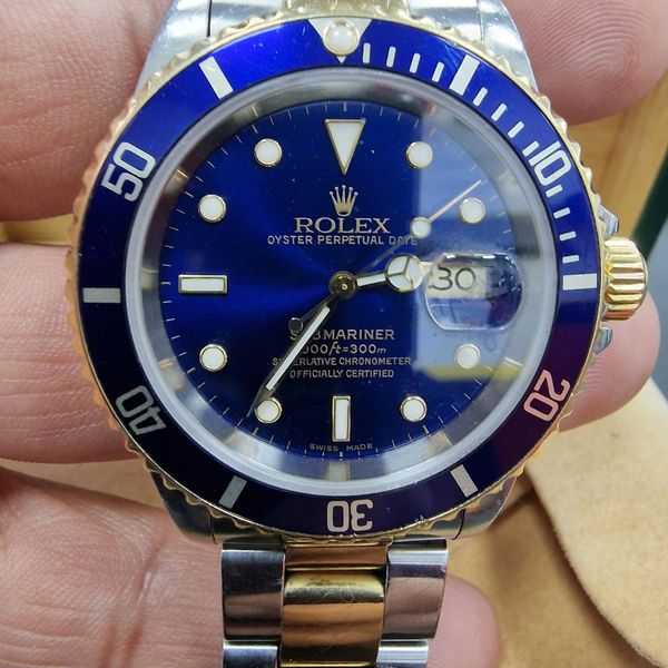 Rolex Submariner Men's Watch Bi Metal Blue Face | WatchCharts Marketplace