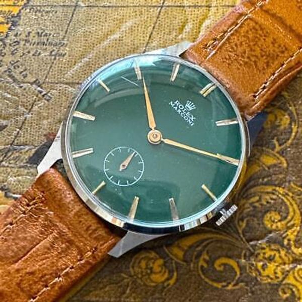 Rolex Marconi Vintage Antique 1206 Green Dial Hand Winding Wristwatch ...