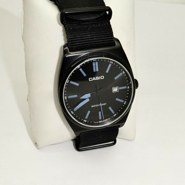 CASIO 2784 MTP-1343 BLACK ALUMINUM BLUE MARKERS QUARTZ WRISTWATCH,VERY ...