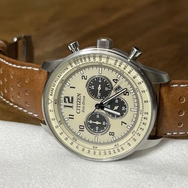 CITIZEN Eco-Drive Brown Leather Chronograph Men's Watch - CA4500-08X ...