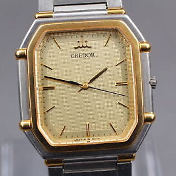 [Near MINT] Vintage SEIKO Credor 7771-5011 Quartz Gold Dial Hexagon ...