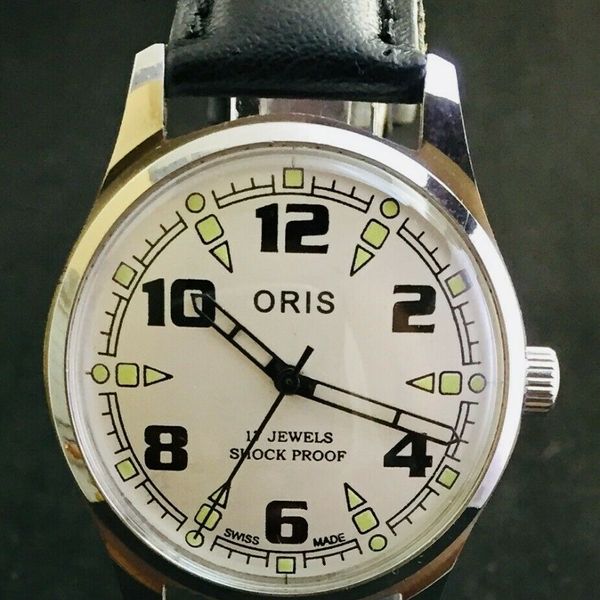 Vintage Oris Hand Wind ST 96 17 Jewels Men's Wrist Watch White Dial ...