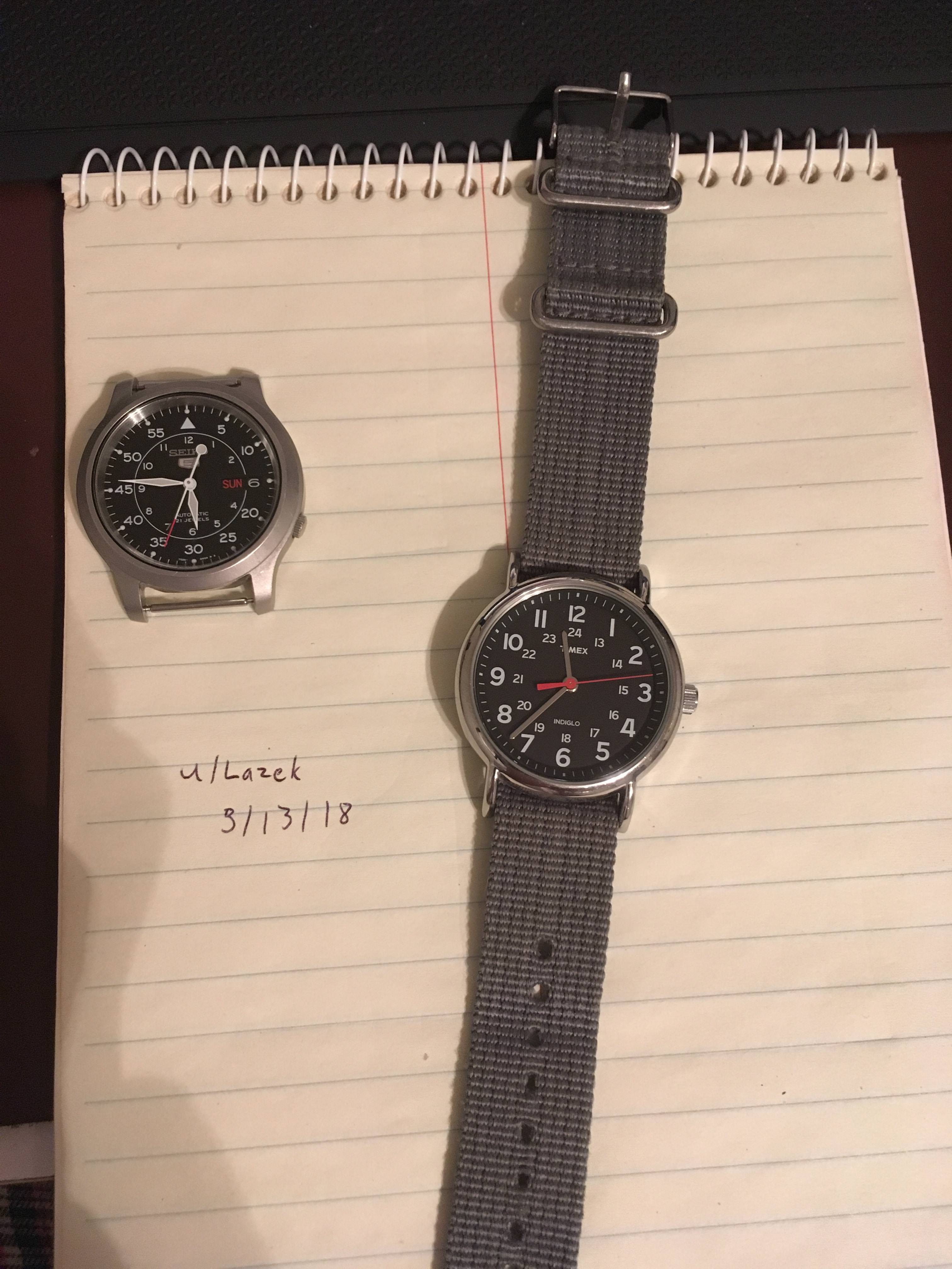 [WTS] Seiko SNK809 Black Face with Black Strap, Timex Weekender Black ...