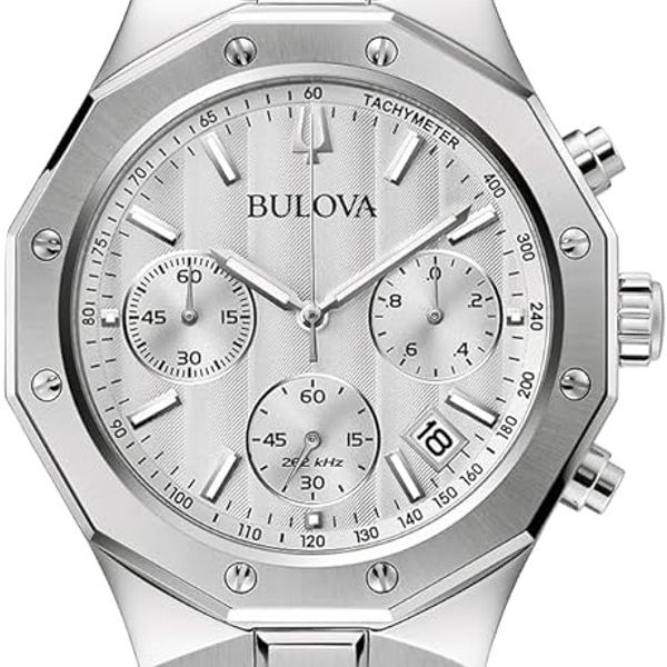 Bulova - Classic Silver Dial Stainless Steel Men's 262kHz Quartz Watch ...