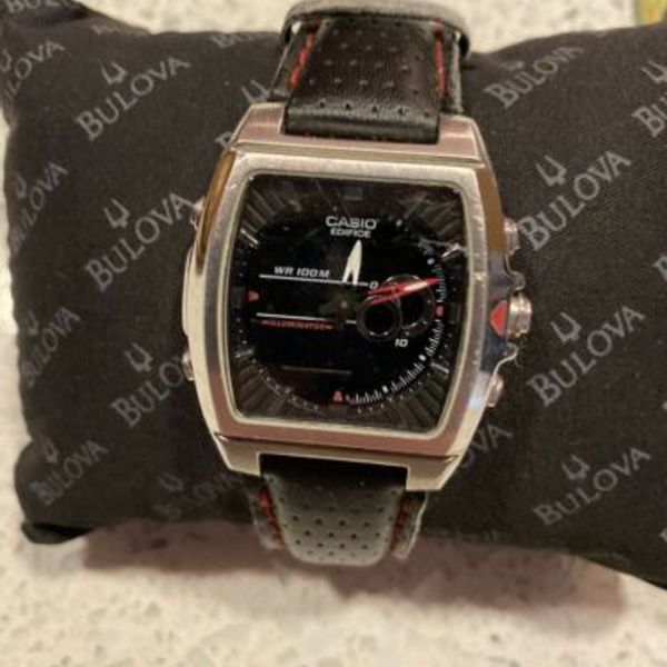 CASIO Edifice Square Black Dial Analog Digital Mens Watch Japan ...