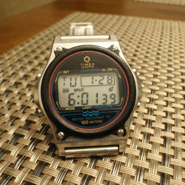Timex Atlantis 100 men's watch quartz digital vintage 1987 steel case ...