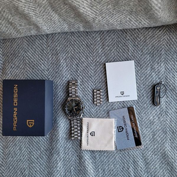 Pagani Design PD1701 Quartz Chronograph Watch, Vintage Blue Dial, 40mm ...