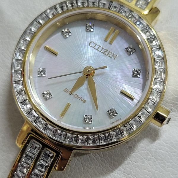 Citizen Eco-Drive Women's Crystal Accents White Dial Band Watch 25mm EM0862-56D | WatchCharts ...